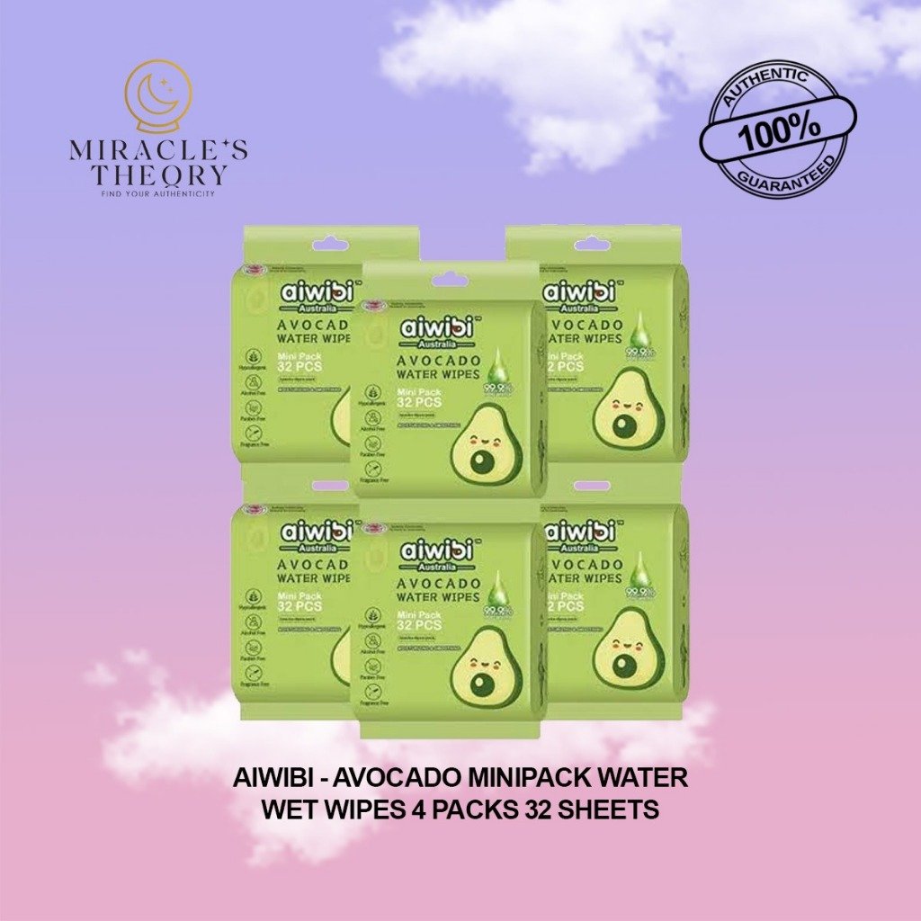 AIWIBI Avocado Minipack Water Wet Wipes 4 Packs 32 Sheets - Miracles Theory